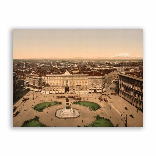 Постер, плакат на бумаге / Panorama from the cathedral, Milan, Italy / Размер 60 x 80 см