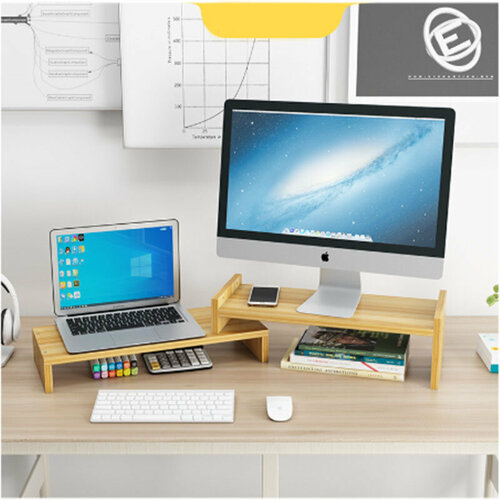 Подставка под монитор на рабочий стол, настольный органайзер для монитора, ноутбука, моноблока, цвет дерево