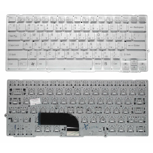 Клавиатура для ноутбука Sony Vaio VPC-SB28GG серебристая без рамки