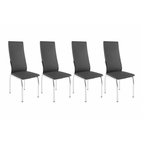 Комплект стулев"Милорд-04" 4 шт - Серый (экокожа) / Хром
