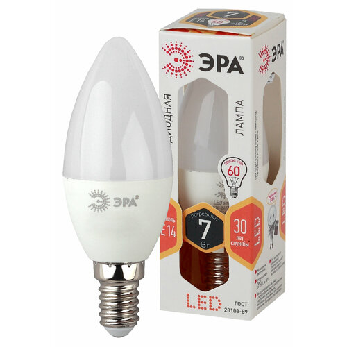 Лампа светодиодная B35-7W-827-E14 ЭРА (комплект 3 шт.) (диод, свеча, 7Вт, тепл, E14)