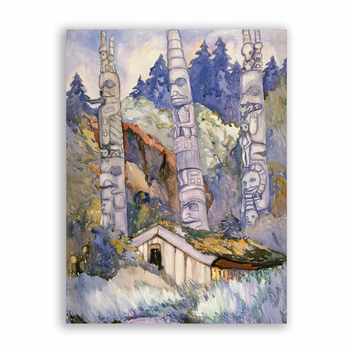 Картина на холсте, репродукция / Эмили Карр - Haida Totems, Cha-atl, Queen / Размер 40 x 53 см