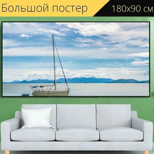 Большой постер "Парусное судно, море, таиланд" 180 x 90 см. для интерьера
