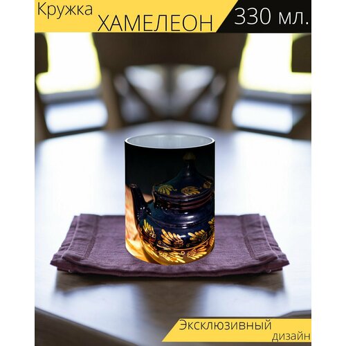 Кружка хамелеон с принтом "Чайник, чай, сахар" 330 мл.