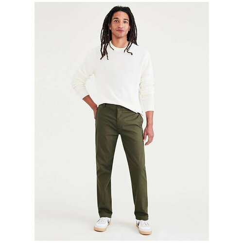 Брюки чинос DOCKERS Dockers Normal Waist Slim Leg Slim Fit Green Trousers, размер 32-30, зеленый, хаки