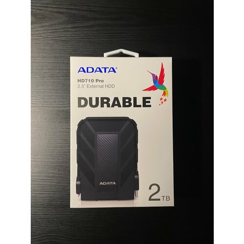 ADATA 2TB HD710 PRO - внешний жесткий диск 2,5 дюйма с защитой от ударов и пыли, влагостойкий до 2 м, черный