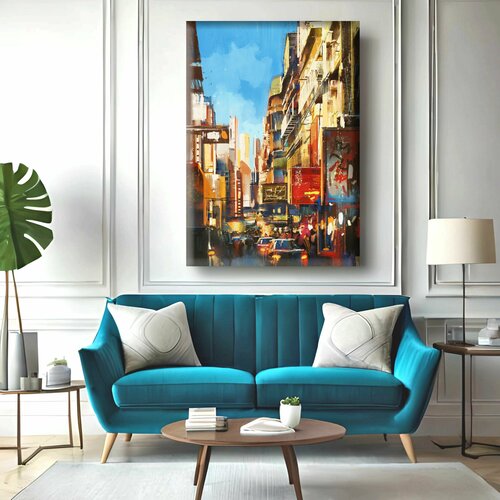 Интерьерная картина на холсте "Переулок южного города " 50х70 см
