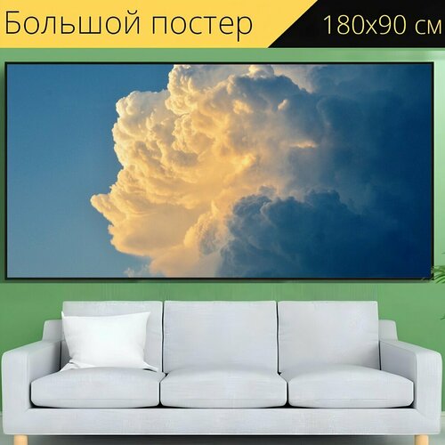 Большой постер "Облака, небеса, гроза" 180 x 90 см. для интерьера