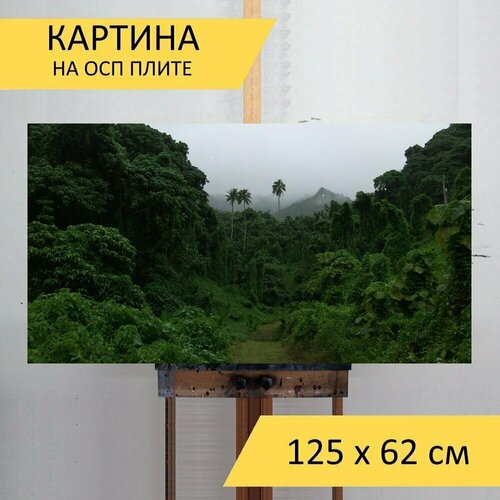 Картина на ОСП 125х62 см. "Острова кука, остров, природа" горизонтальная, для интерьера, с креплениями