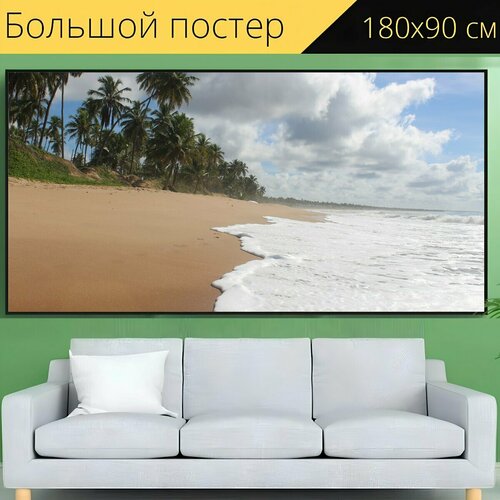 Большой постер "Море, пляж, природа" 180 x 90 см. для интерьера