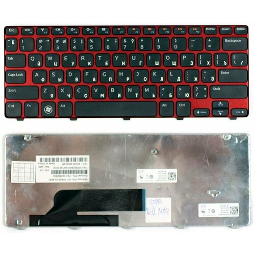 Клавиатура для ноутбука Dell 0XJT49 черная с красной рамкой