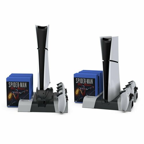 Вертикальная подставка c охлаждением для игровой приставки Sony PlayStation 5 и PS5 Slim, зарядка с индикацией для геймпадов dualsense DOBE TP5-3536B