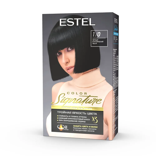 ESTEL Стойкая крем-гель краска для волос COLOR Signature, 1/0 черный классический, 120 мл