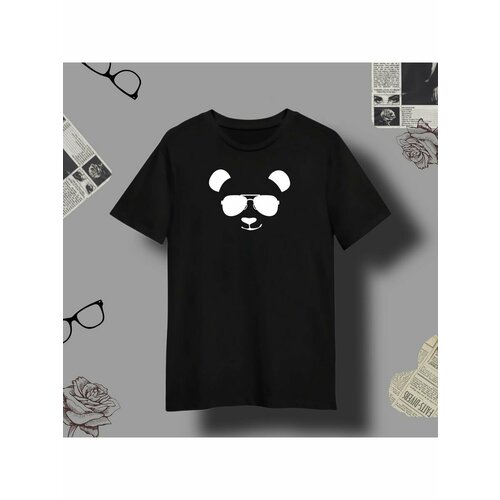 Футболка панда в очках, размер 3XS, черный