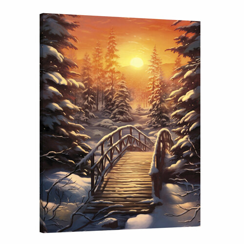 Интерьерная картина 50х70 "Рождество среди зимнего леса"