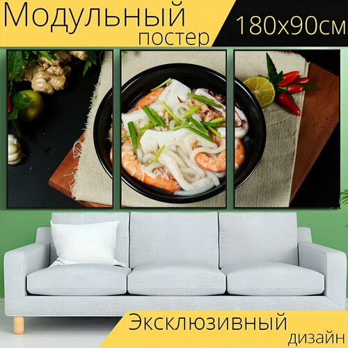 Модульный постер "Хлебный суп, суп, английская еда" 180 x 90 см. для интерьера