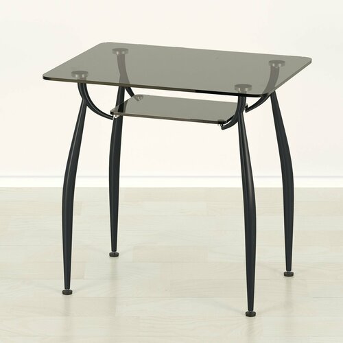 Стеклянный кухонный стол Вокал 10 серый/черный (900х600 мм)