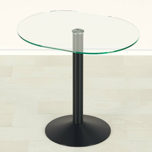 Стеклянный стол для кухни Троя 23 прозрачный/черный (800х600)