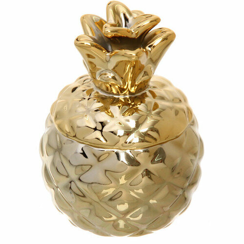 Шкатулка керамическая «GOLD Podarok», ананас, цвет золото, 10*7*5см (в инд. коробке)