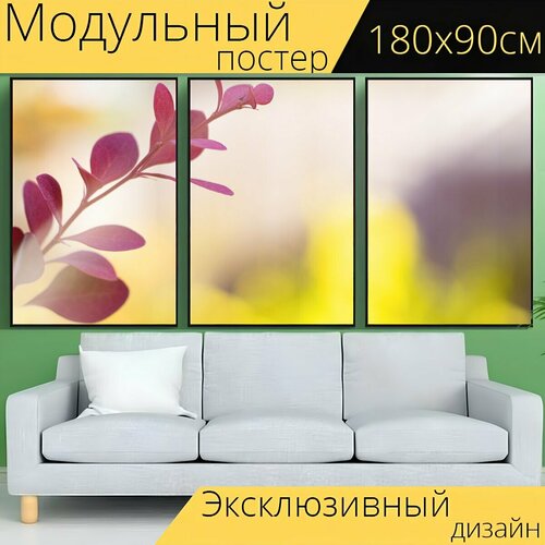 Модульный постер "Цветочный, цветы, весна" 180 x 90 см. для интерьера