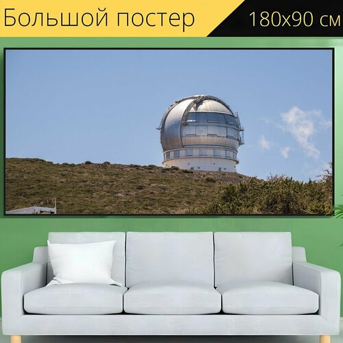 Большой постер "Астрономическая обсерватория, телескоп, астрономия" 180 x 90 см. для интерьера