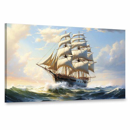 Интерьерная картина 100х60 "Корабль в тихом океане"