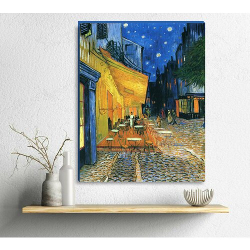 Картина на натуральном холсте (репродукция) "ночная терасса кафе", Винсент Ван Гог 40х50см / картина для интерьера дома