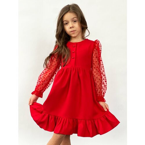 Платье Бушон, размер 122-128, красный