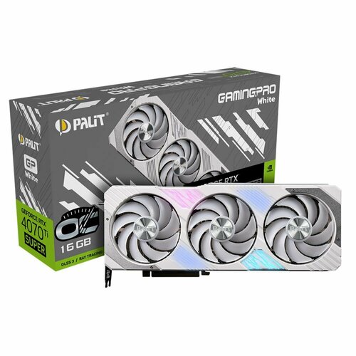 Palit Видеокарта Palit RTX4070Ti SUPER GAMINGPRO WHITE OC 16GB GDDR6X 256bit 3-DP HDMI 3FAN RTX4070Ti SUPER