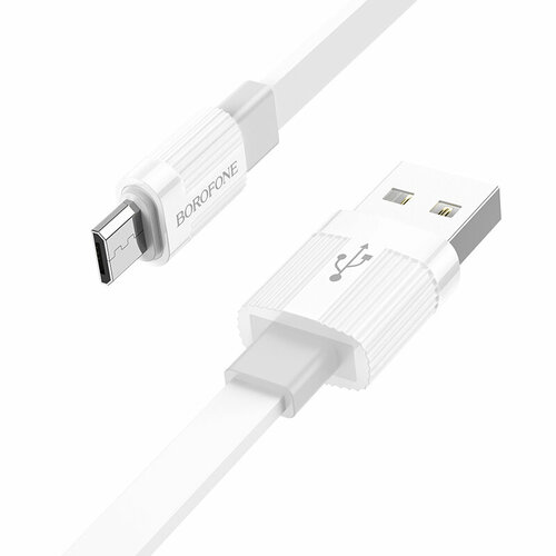 Дата-кабель USB 2.4A для micro USB Borofone BX43 ПВХ 1м White Grey