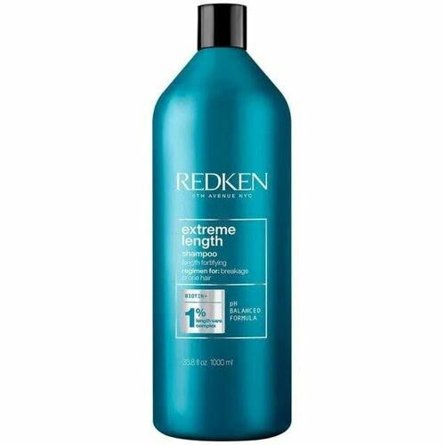 Шампунь для волос женский Redken Extreme Length Shampoo 1000 мл, укрепляющий, с биотином