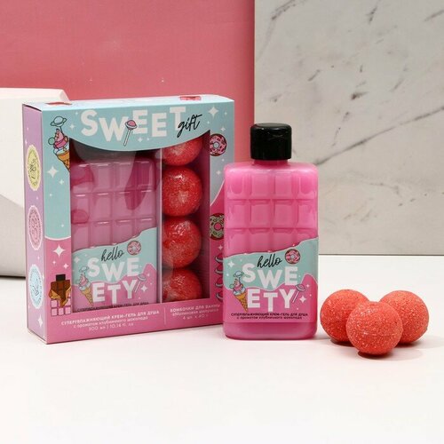 Подарочный набор косметики Sweet Gift , гель для душа 300 мл и бомбочки для ванны 4 шт, чистое счастье (комплект из 3 шт)