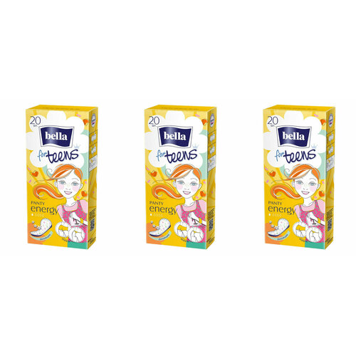 Прокладки ежедневные, Bella, Panty For Teens Energy Deo, 20 шт, 3 уп