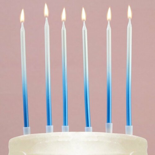 Свечи в торт "В твой особенный день", синие, 6 шт.
