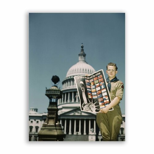 Постер, плакат на бумаге / Американские ретро фотографии - Скауты / Размер 30 x 40 см