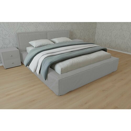Односпальная кровать Бостон 90x200 основание металлическое с ламелями велюр серый