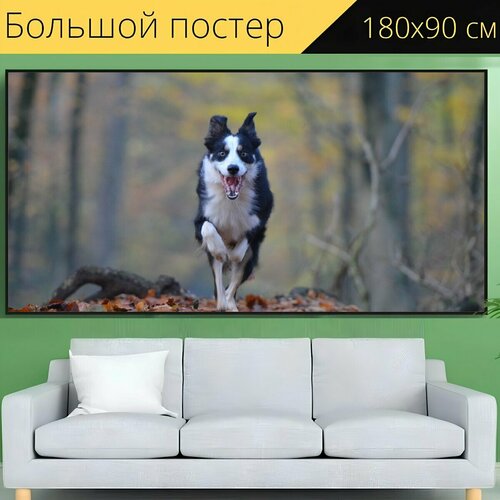 Большой постер "Падение, собака, бегущая собака" 180 x 90 см. для интерьера