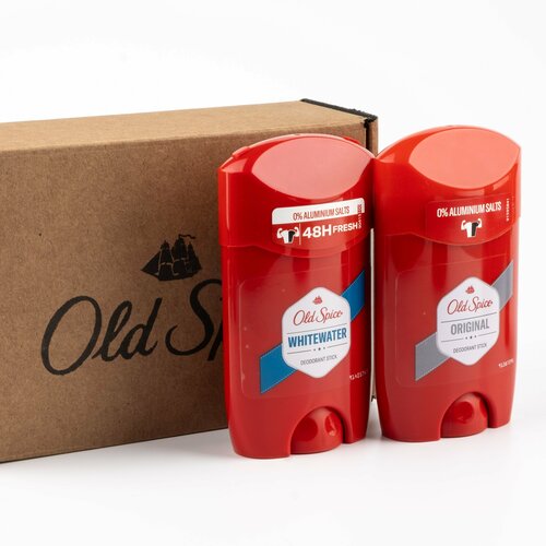 Подарочный набор для мужчин Old Spice. ("Original" дезодорант-стик 50мл.+ "WhiteWater" дезодорант-стик 50мл.) в крафтовой коробке+ подарочный пакет.