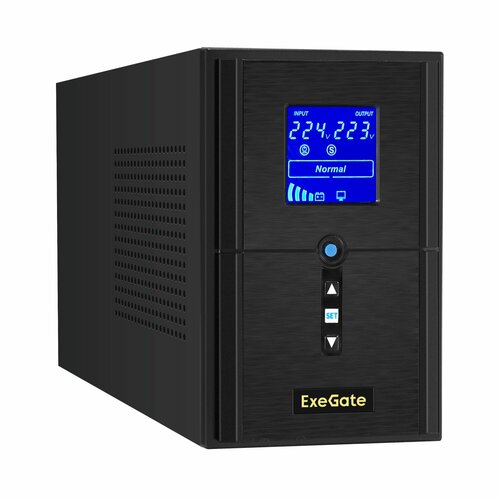ИБП (инвертор, синус, для котла) ExeGate SineTower SZ-1500. LCD. AVR.2SH.1C13. USB <1500VA/1200W, чистая синусоида, LCD дисплей, AVR, 2*Schuko+1*C13, USB, линейно-интерактивный, внешняя батарея 24В до 200Ач, Black> EX295988RUS