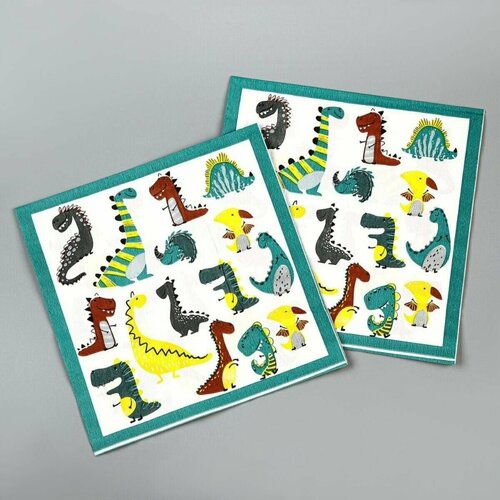 Салфетки бумажные Динозавры , в наборе 20 шт.