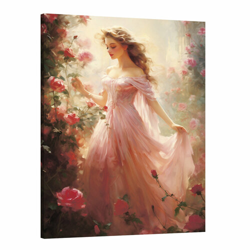 Интерьерная картина 50х70 "Принцесса в розовом саду"