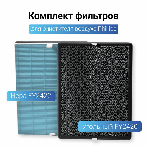 Антибактериальный фильтр для очистителя воздуха + угольный для Philips AC2887, AC2889, AC3829 комплект (FY2422/30, FY2420/30)