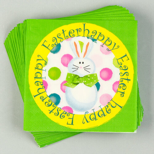 Салфетки бумажные «Светлой Пасхи» белый кролик, 33х33 см, набор 20 шт. (комплект из 13 шт)