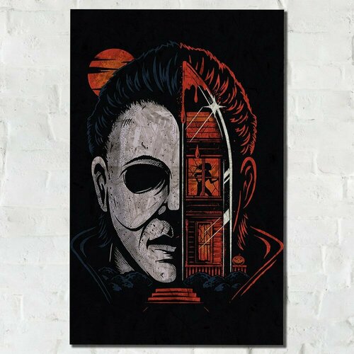 Картина интерьерная на рельефной доске фильм Хэллоуин (Ужасы, Halloween) - 14310 В