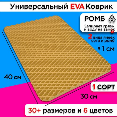 Коврик придверный EVA 40 х 30 см грязезащитный входной в прихожую износостойкий ковер на пол под обувь на кухню в шкаф