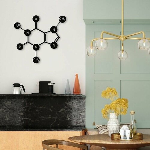 Декоративное металлическое панно, Молекула кофеина (черный цвет)