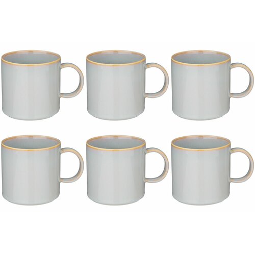 Набор кружек 6 шт для чая и кофе 400 мл фарфор Bronco Soul Kitchen / чашки фарфоровые белые на 6 персон подарочные