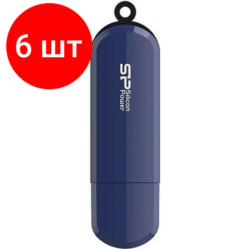 Комплект 6 штук, Флеш-память Silicon Power LuxMini 320 16Gb/USB 2.0/Синий (SP016GbUF2320V1B)