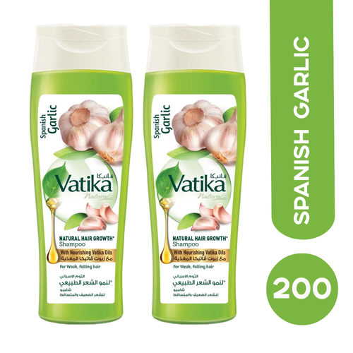 Dabur Vatika Шампунь для роста волос с экстрактом чеснока 200 мл, 2 шт. (Garlic)