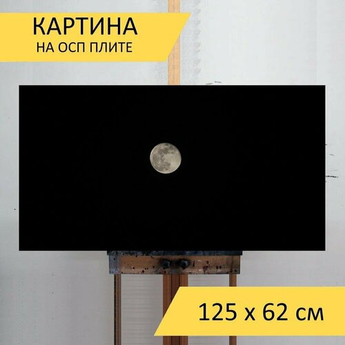 Картина на ОСП 125х62 см. "Луна, полная луна, пурнима" горизонтальная, для интерьера, с креплениями